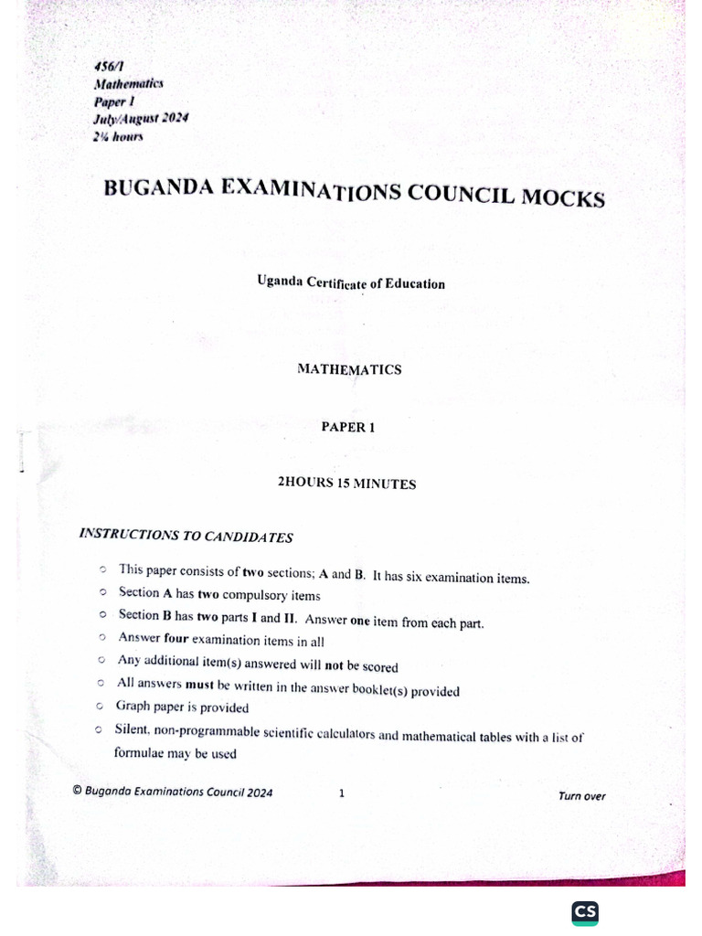 Buganda MTC Mock 2024 p1 1 | PDF