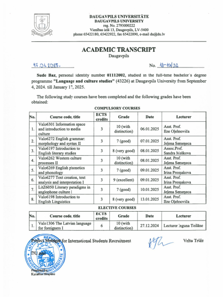 Baz Transcript | PDF