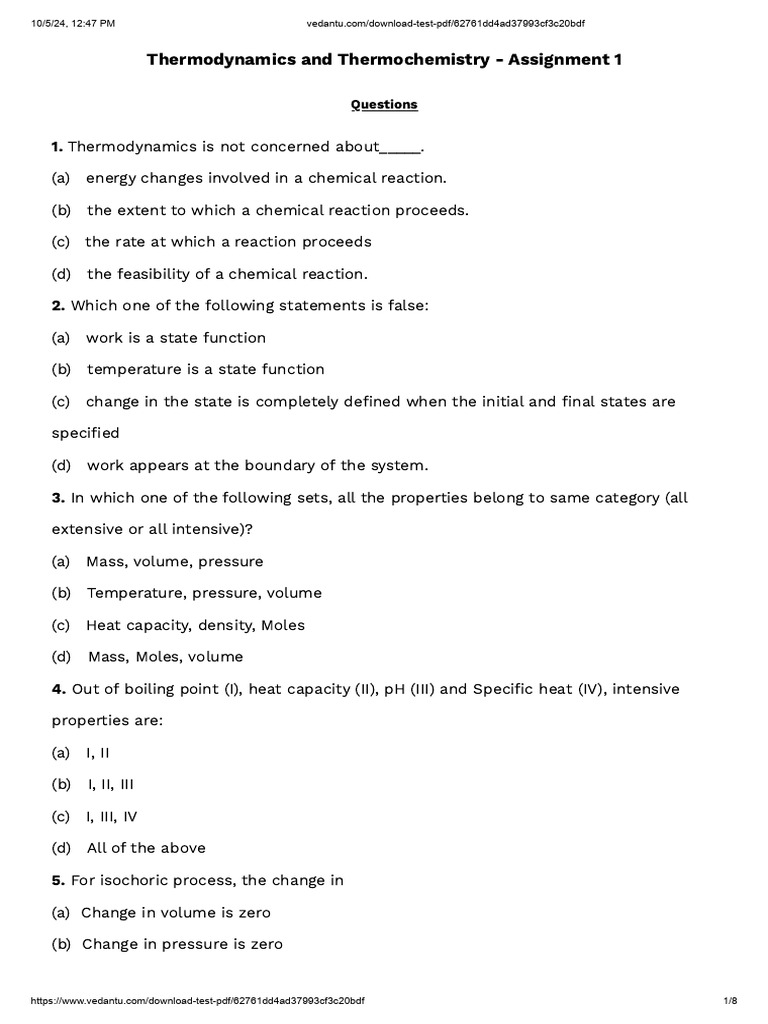 Thermodynamics Assignment Questions and Answers | PDF | Heat Capacity ...