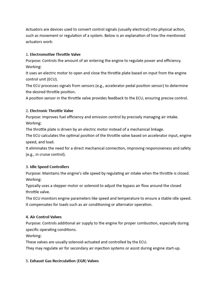 Actuators and Controllers | PDF | Throttle | Engines