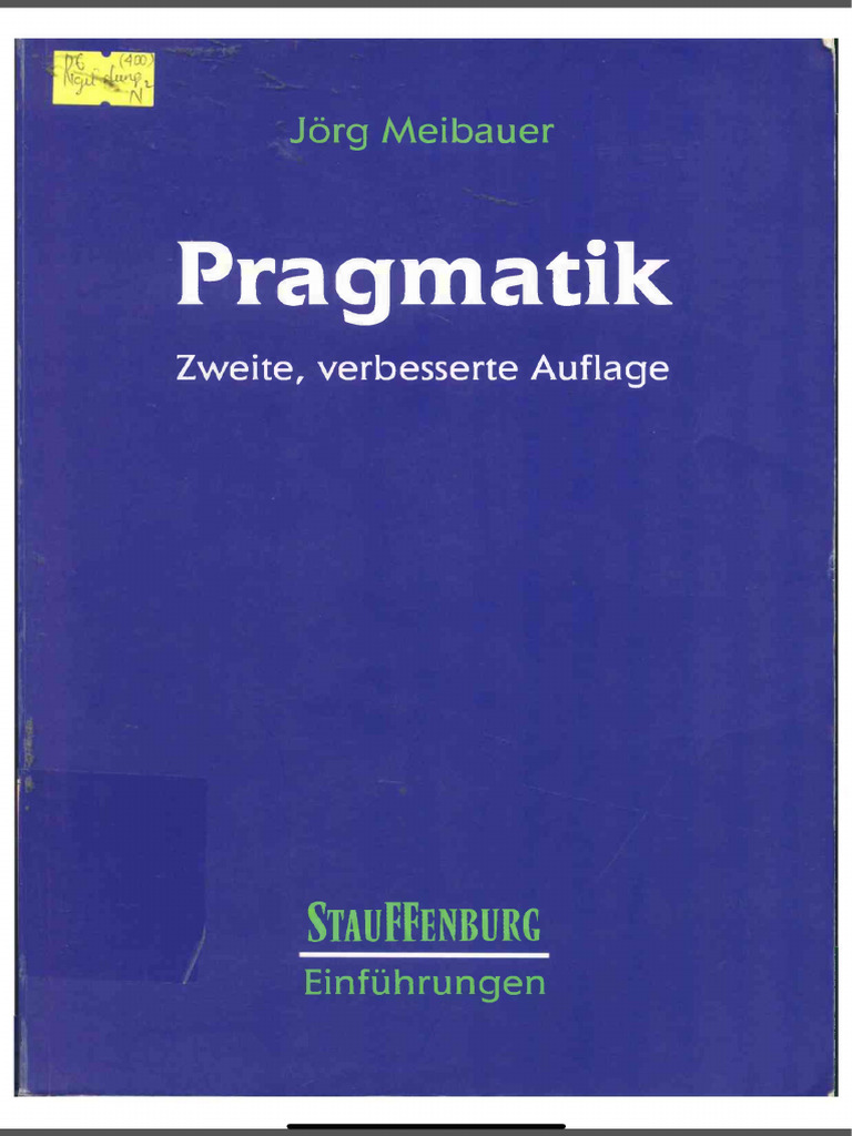 Meibauer, J. (2008) Pragmatik - Eine Einführung | PDF