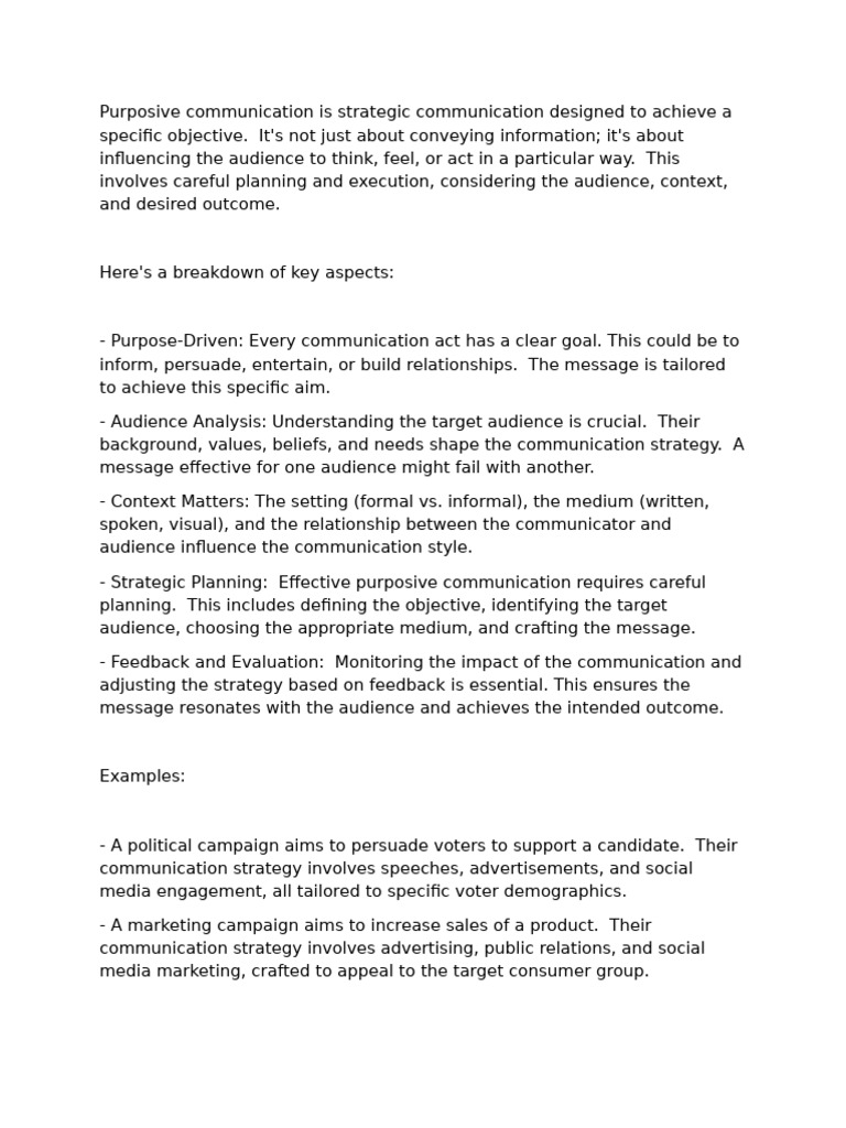 Overview of Purposive Communication | PDF | Communication | Marketing