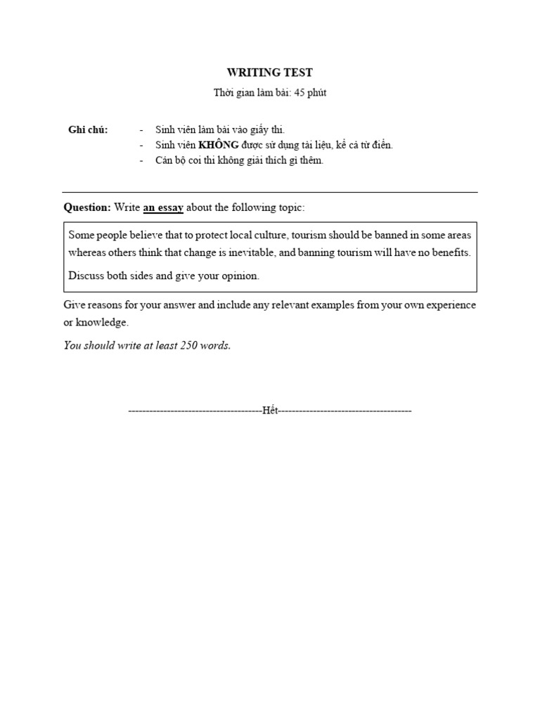 Writing Test - Đề 02 (Final) | PDF