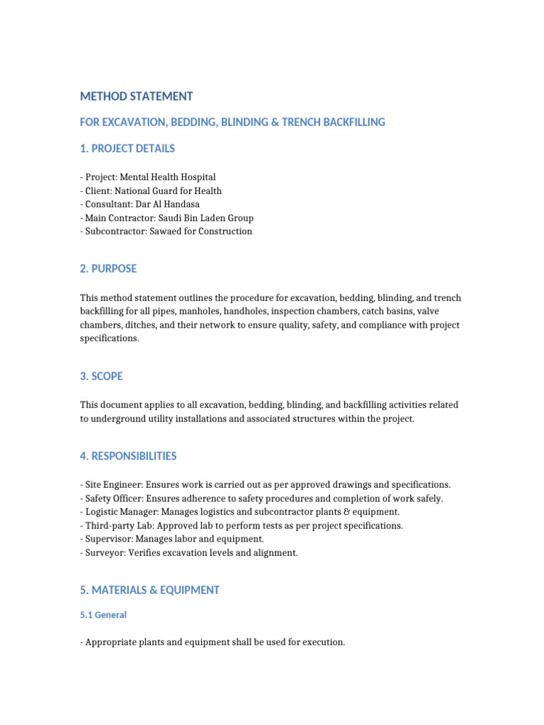 Excavation Method Risk Assessment | PDF | Trench | Risk Assessment