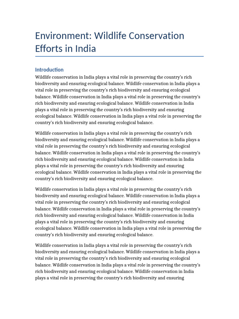 Wildlife Conservation Efforts in India 6000 Words-4 | PDF ...