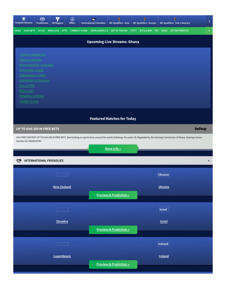 Live Football Stream Schedules, Expert Soccer Predictions & Offers | PDF