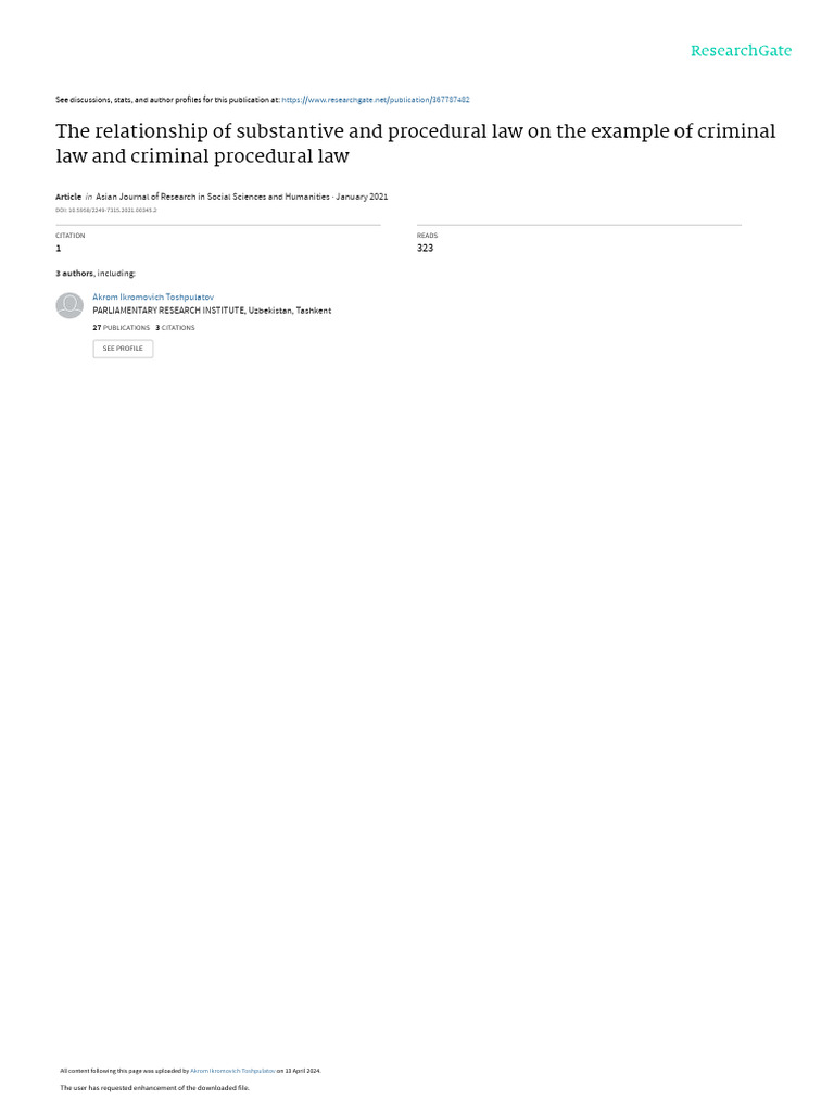 The Relationship of Substantive and Procedural Law On The Example of ...