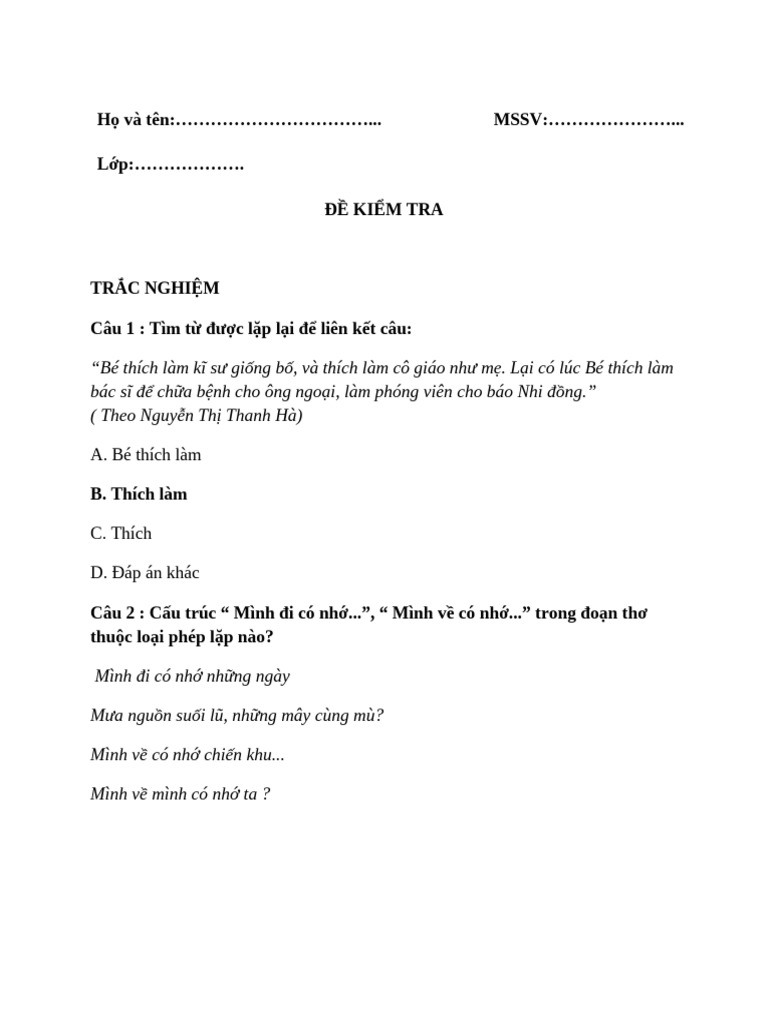 BÀI TẬP TVNC | PDF