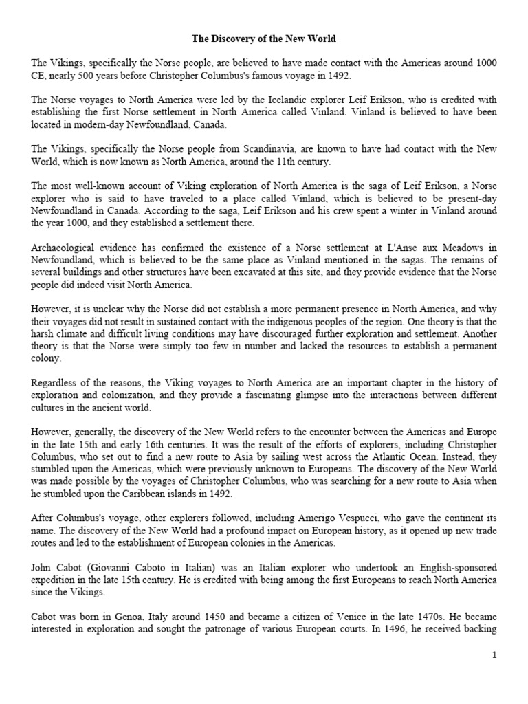 The Discovery of The New World | PDF | European Colonization Of The ...