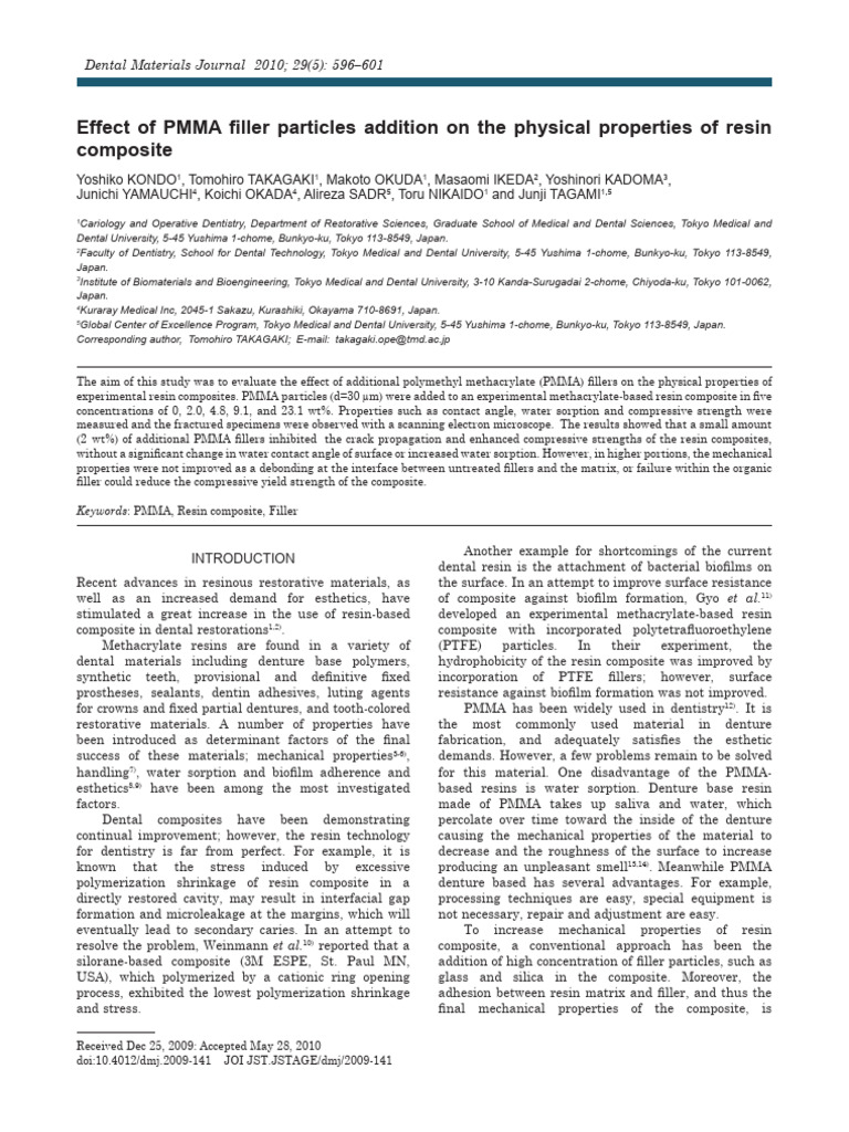 Effect of PMMA Filler Particles Addition On The Physical Properties of ...