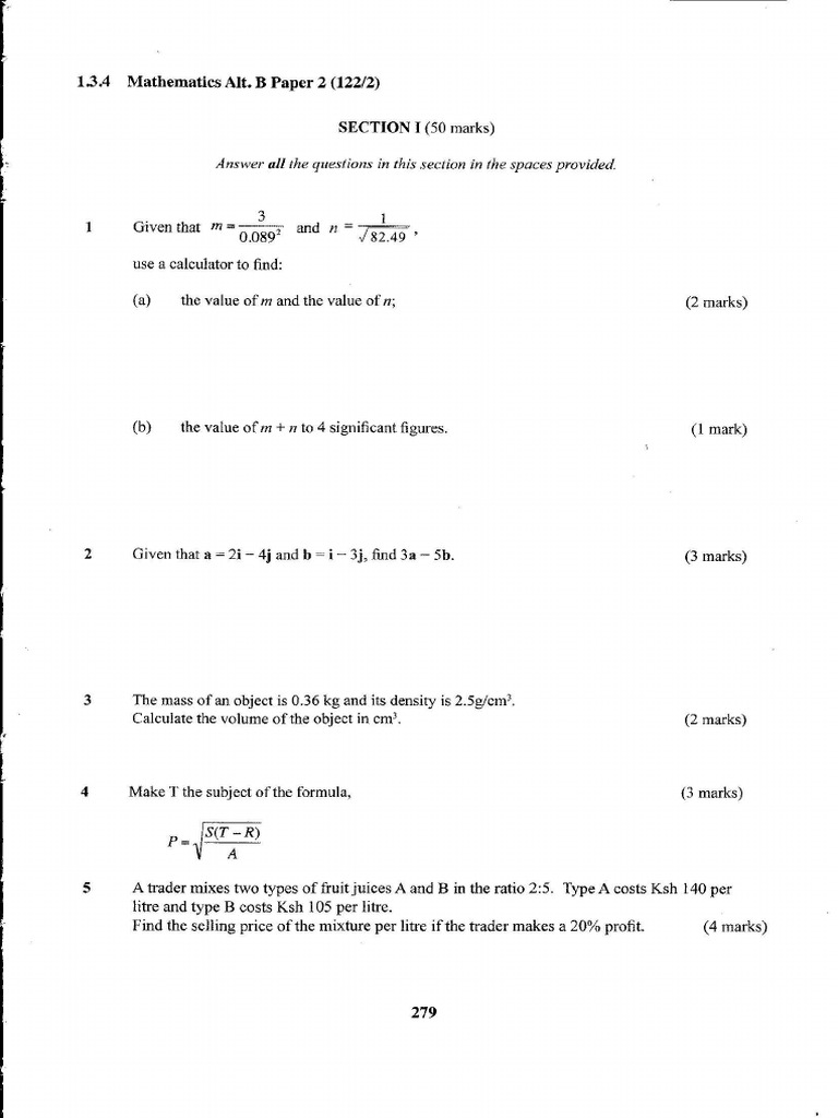 2011 Kcse Kcse Kcse Mathematics Alt B Q p2 | PDF
