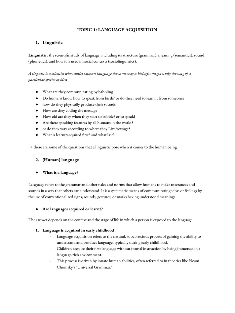 Leanguage Acquisition | PDF | Second Language Acquisition | Second Language