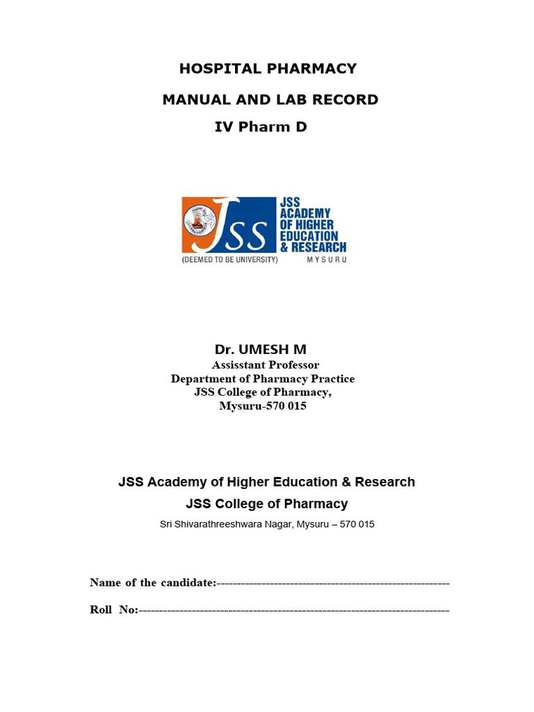 40 Nos - Hospital Pharmacy - IV PharmD | PDF | Drug Metabolism | Kidney