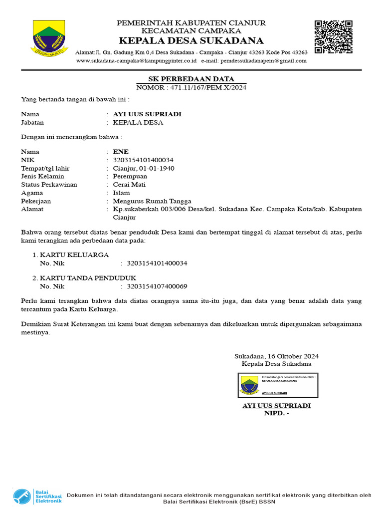 SK Beda Data - Sign | PDF