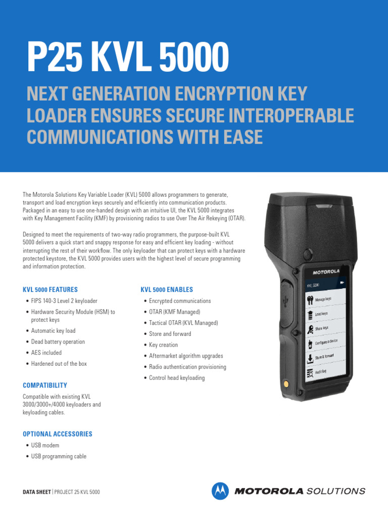 KVL 5000 Key Loader Overview | PDF | Usb | Encryption