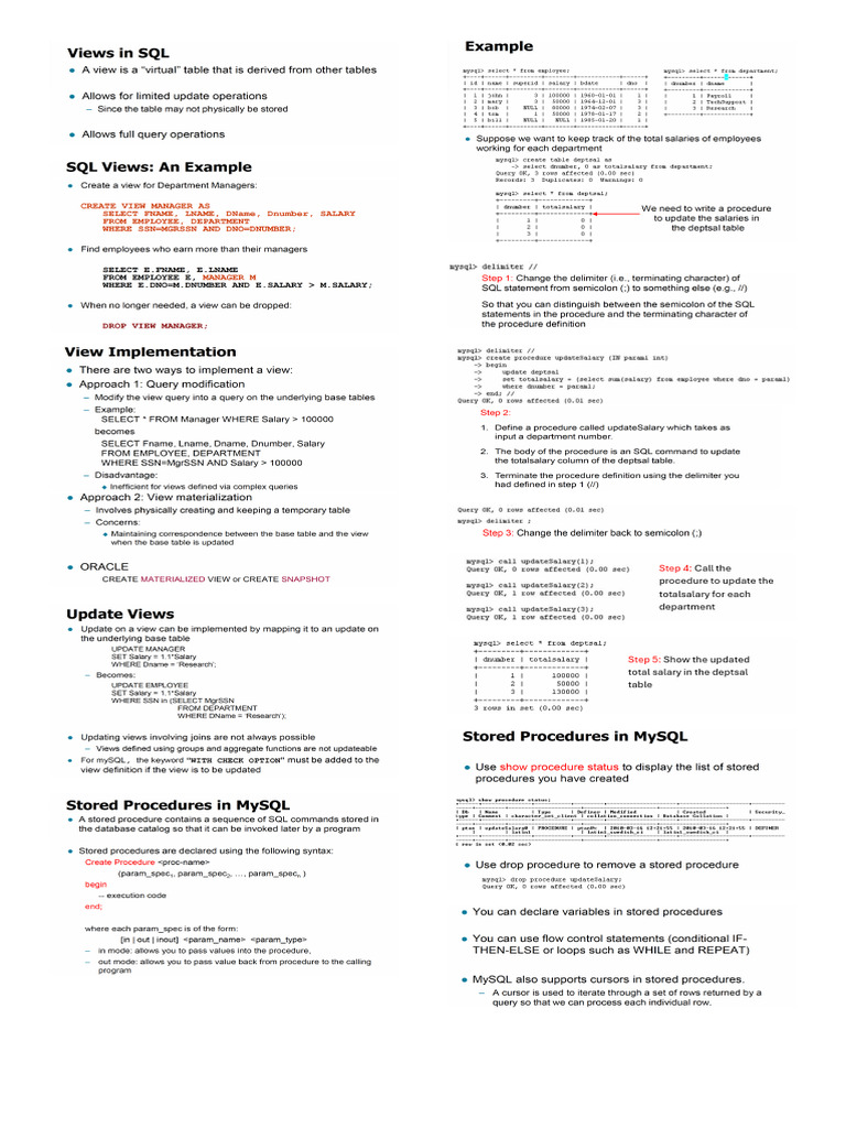 Views, Stored Procedures, Functions, and Triggers | PDF