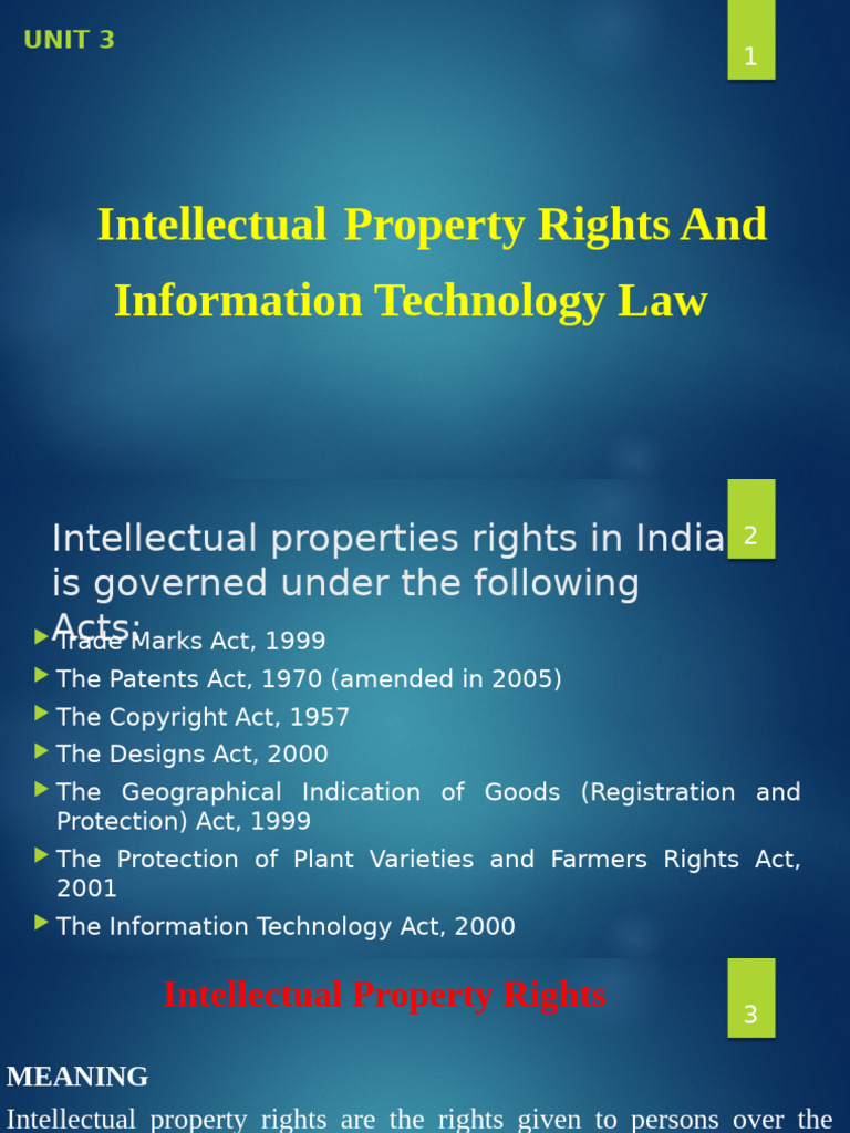 BR Unit 3 Ipr and It Act | PDF | Key (Cryptography) | Public Key ...