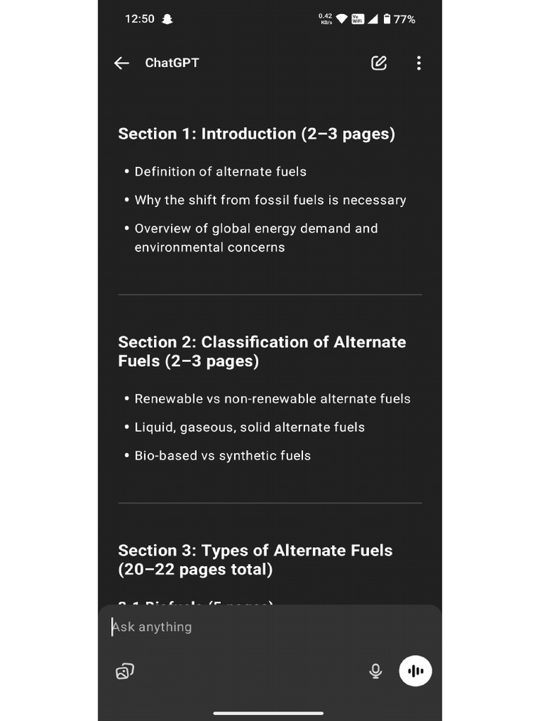 Alternate Fuel Types and Importance | PDF