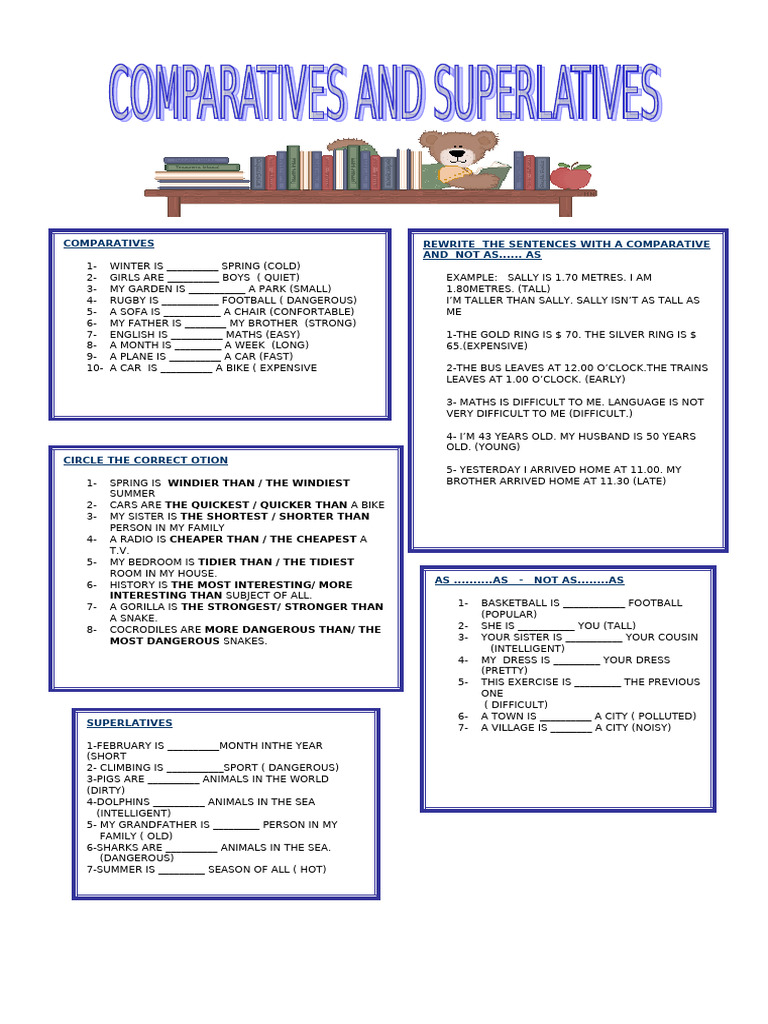 Comparatives and Superlatives Fun Activities Games 3546 | PDF