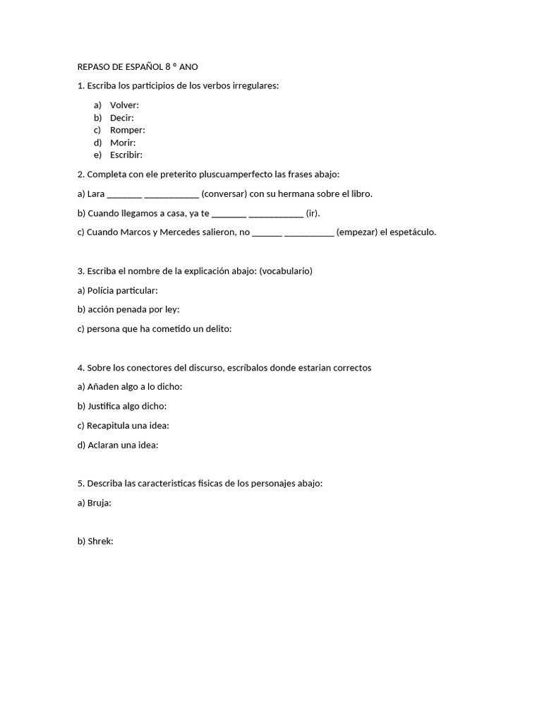 Repaso de Español | PDF