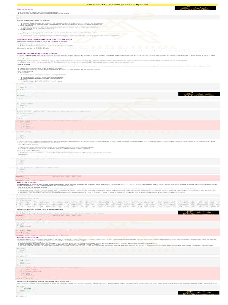 Namespaces in Python | PDF | Scope (Computer Science) | Namespace
