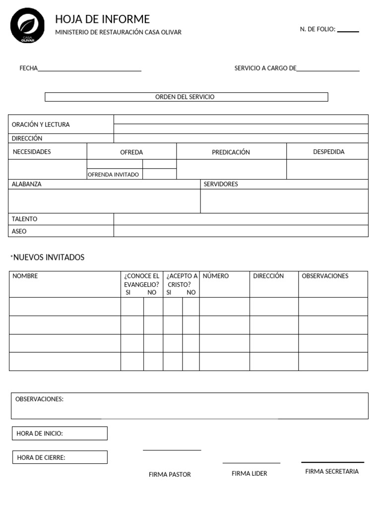 Hoja de Reporte | PDF