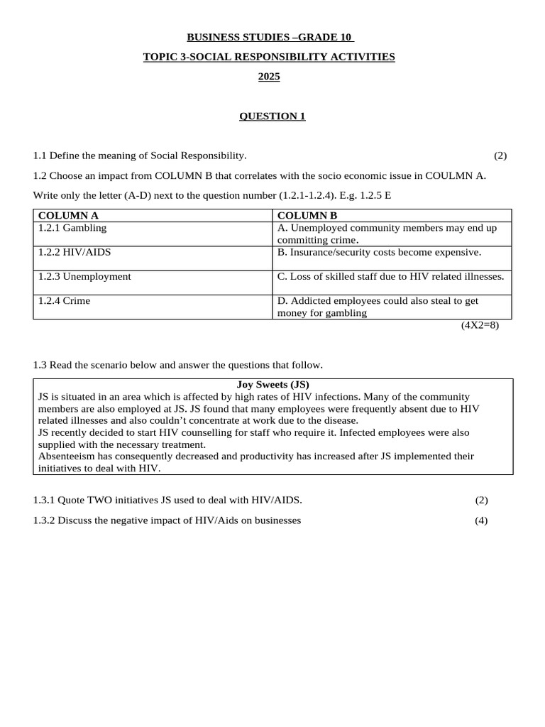 Social Responsibility Activities | PDF | Economics | Employment