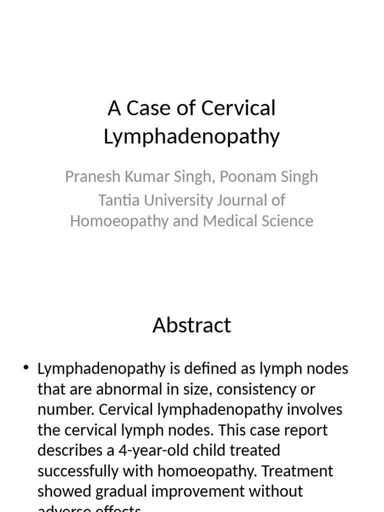 Cervical Lymphadenopathy Case Presentation | PDF