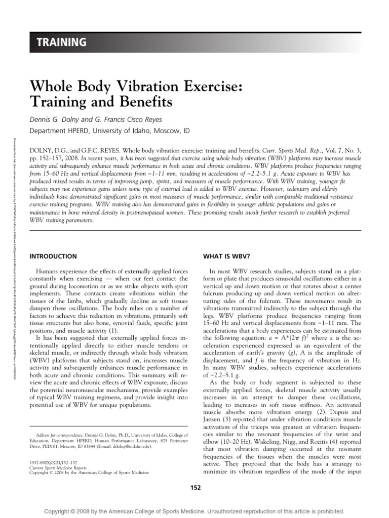 1.whole Body Vibration Exercise Training And.11 | PDF | Skeletal Muscle