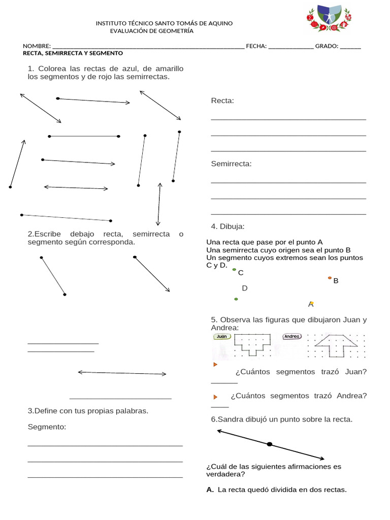 Recta, Semirrecta y Segmento en Geometría | PDF | Línea (geometría)