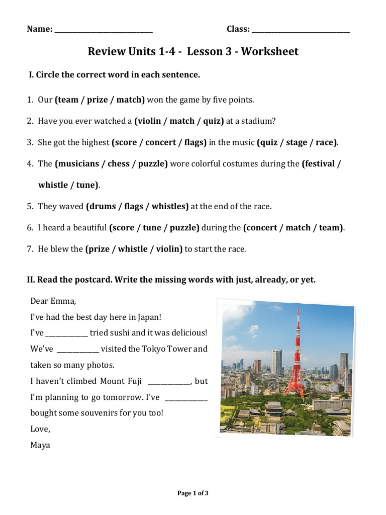 Units 1-4 Review Worksheet | PDF