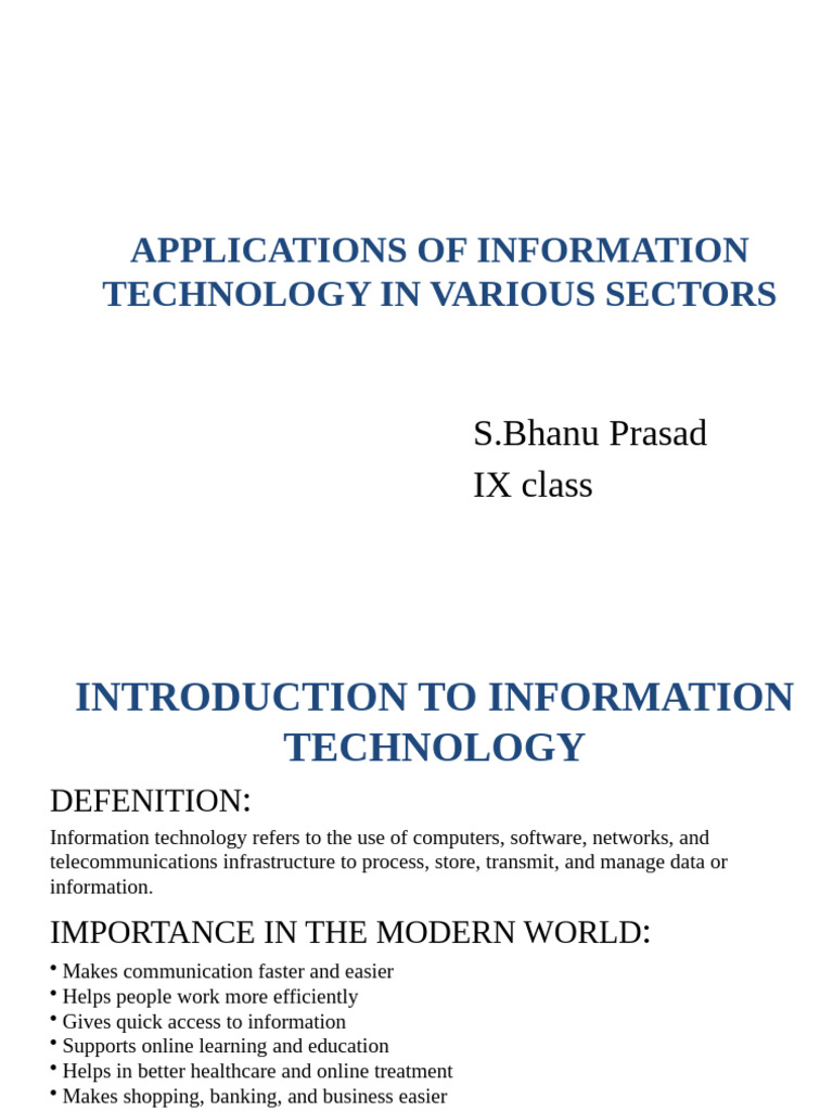 Applications of Information Technology | PDF