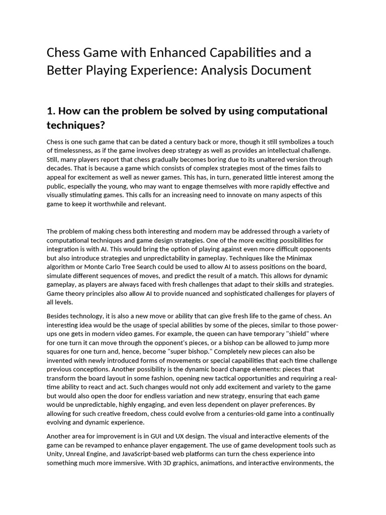 NEA Analysis | PDF | Chess | Artificial Intelligence