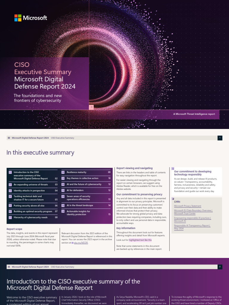CISO Exec Summary - 2024 Microsoft Digital Defense Report | PDF ...
