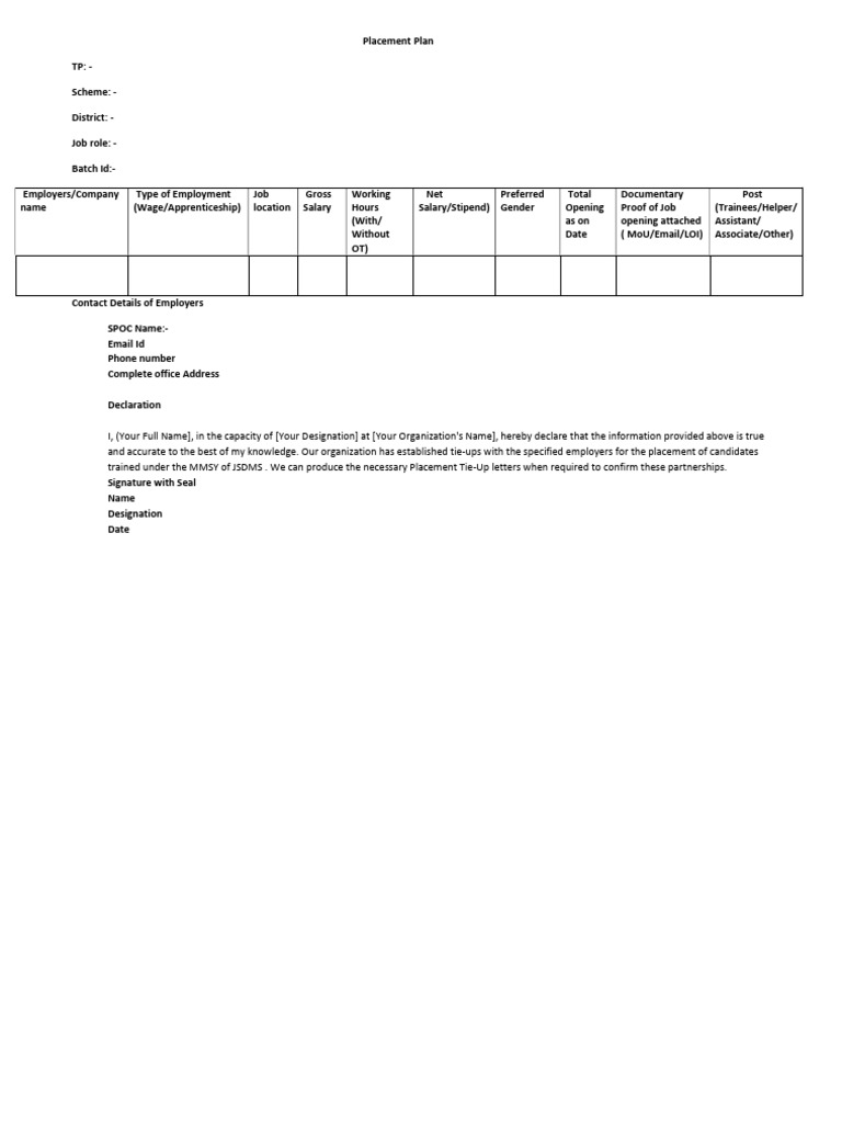 Placement Plan - PDF 111 | PDF