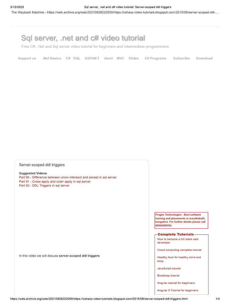 93 Server-Scoped DDL Triggers | PDF | Language Integrated Query | Microsoft Sql Server