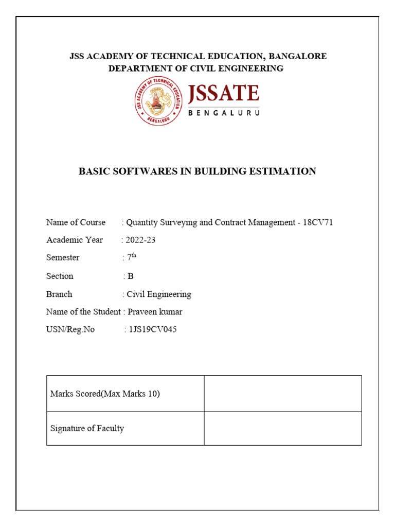 Assign 1 (1JS19CV045) | PDF | Length | Building Technology