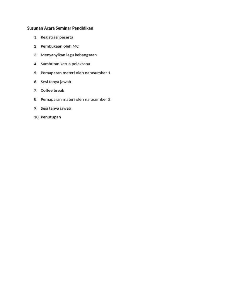 Susunan Acara Seminar Pendidikan | PDF