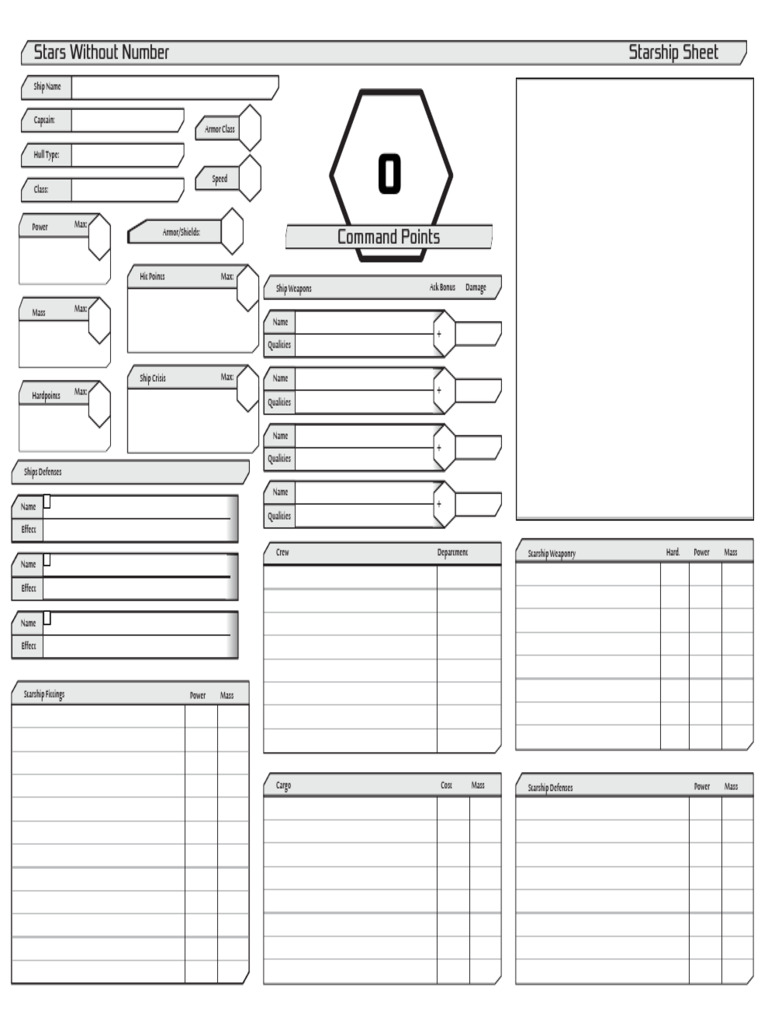 Starship Sheet Form Fillable | PDF