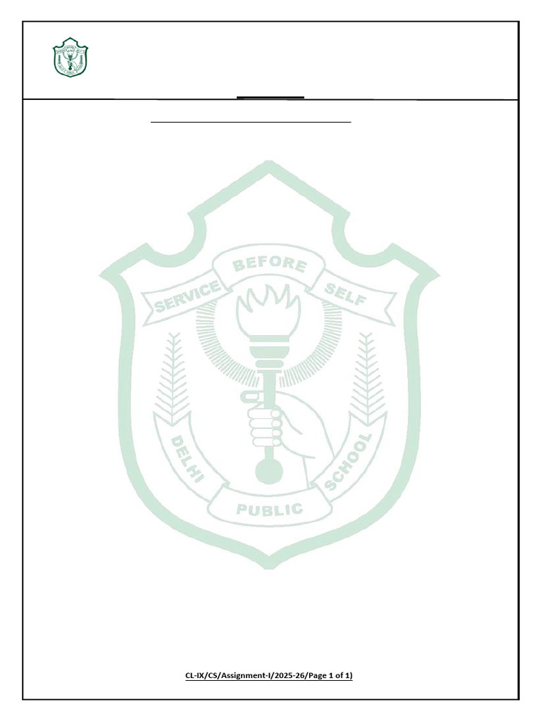 Class 9 CS Assignment 1 2025-26 | PDF