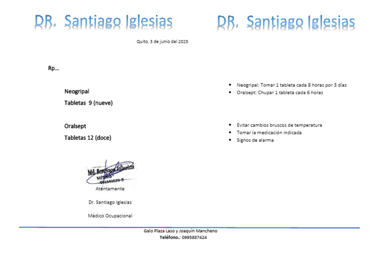 Dosis de Neogripal y Oralsept | PDF