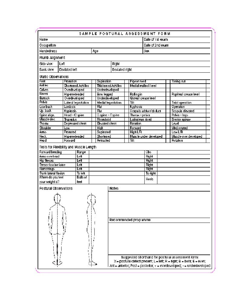 Postural Assessment Form | PDF | Foreign Language Studies