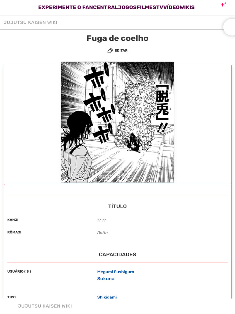 Rabbit Escape - Jujutsu Kaisen Wiki - Fandom | PDF