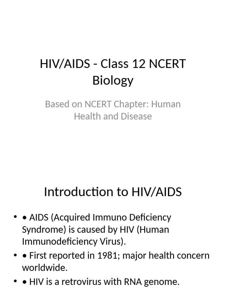 HIV/AIDS Overview for Class 12 | PDF