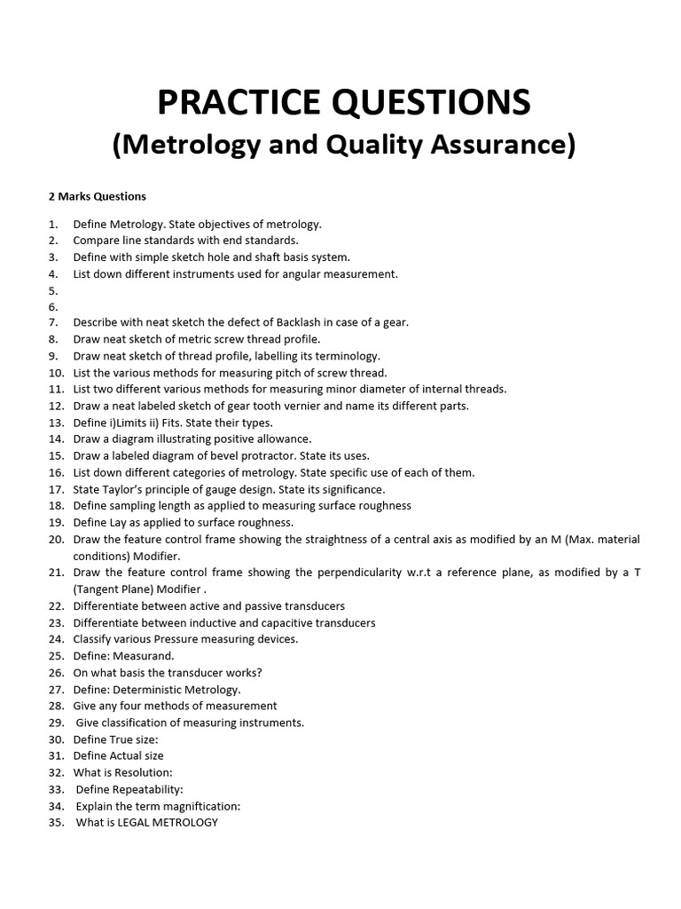 Engineering Metrology Exam Questions | PDF | Gear | Mechanical Engineering