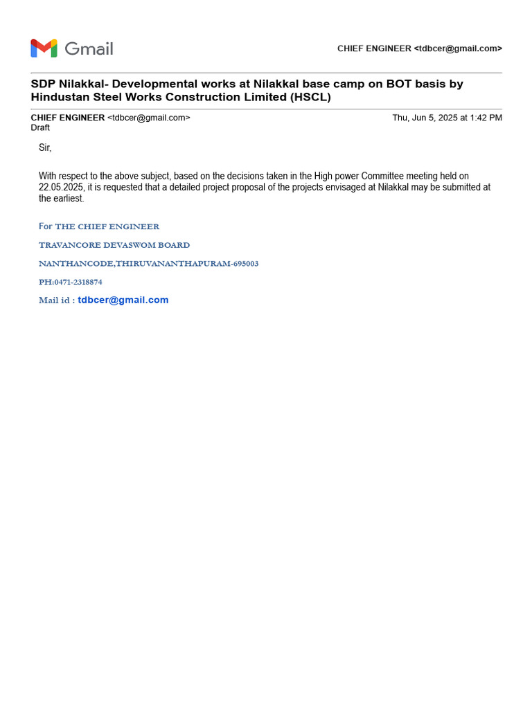 Nilakkal Base Camp Project Proposal Request | PDF