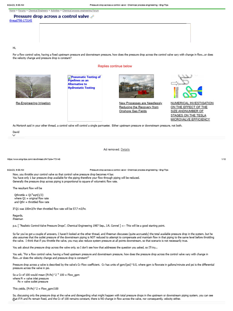Control Valve Pressure Drop Analysis | PDF | Valve | Flow Measurement