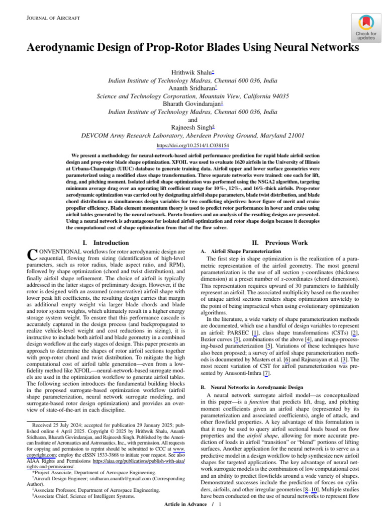 Shalu Et Al 2025 Aerodynamic Design of Prop Rotor Blades Using Neural Networks | PDF | Airfoil ...