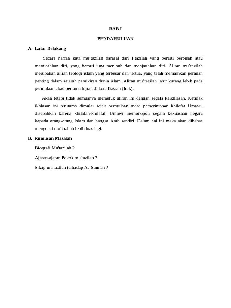 Sejarah dan Ajaran Aliran Mu'tazilah | PDF