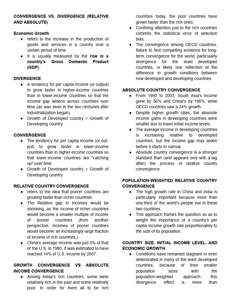 Convergence vs. Divergence | PDF | Gross Domestic Product | Developing ...